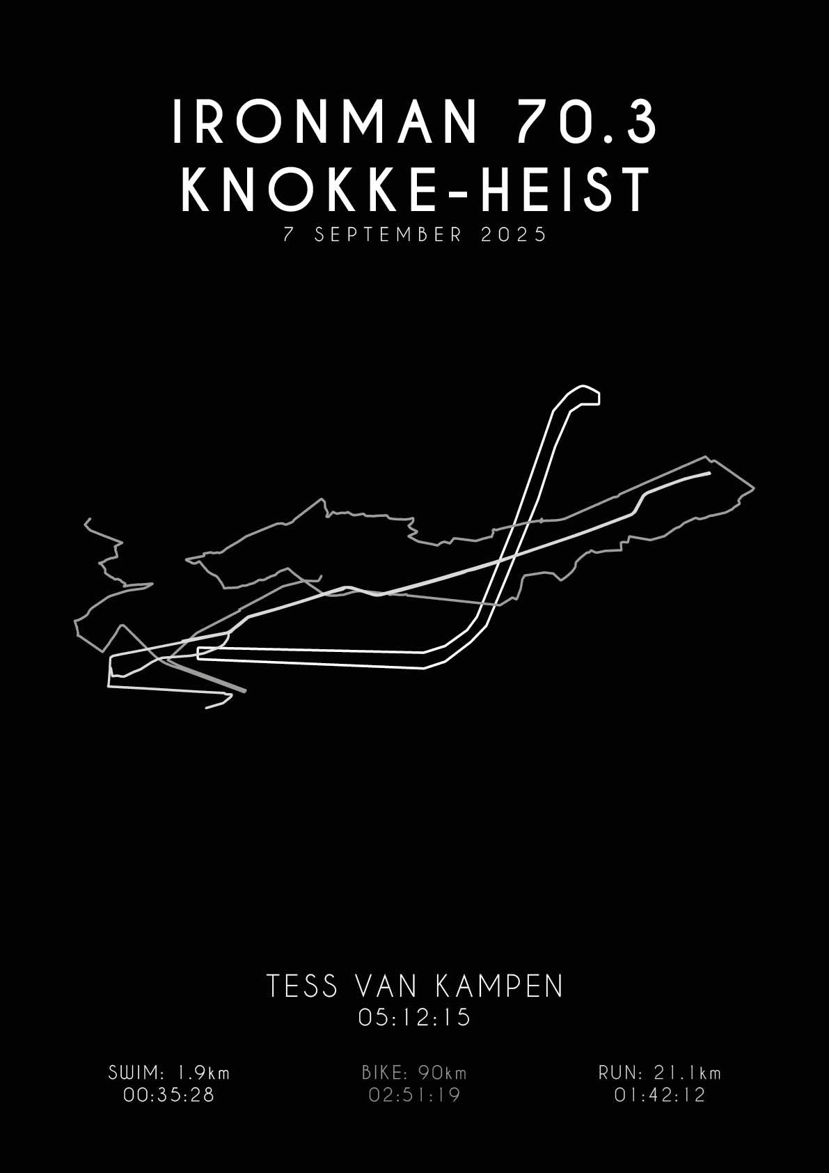 Gepersonaliseerde poster I Ironman 70.3 Knokke-Heist 2025