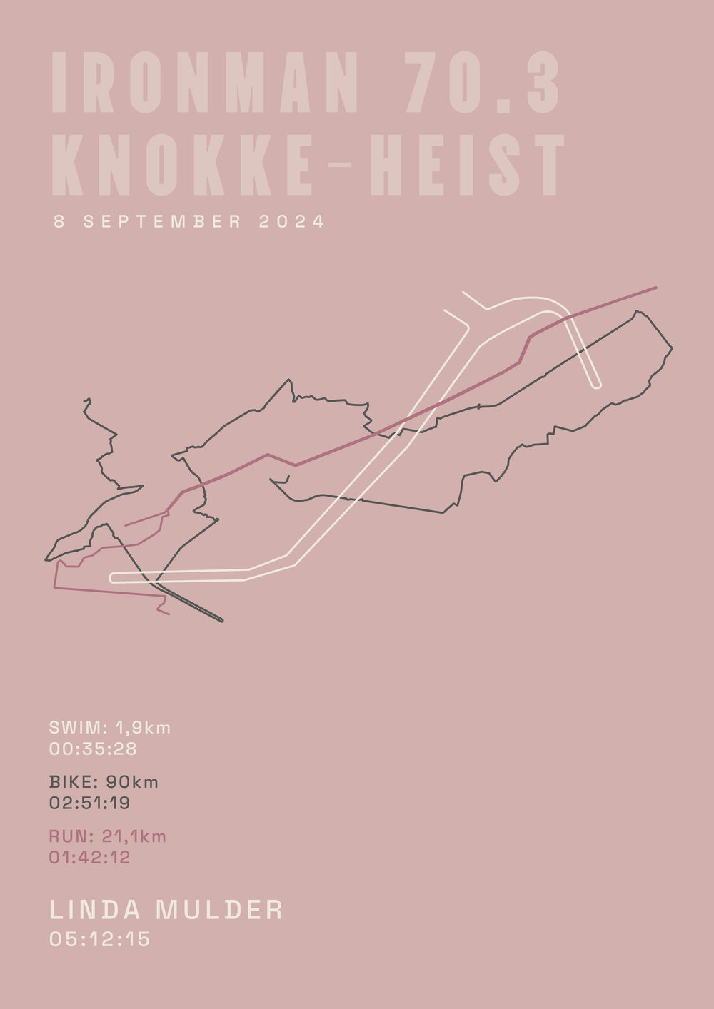 Gepersonaliseerde poster I Ironman 70.3 Knokke-Heist 2025