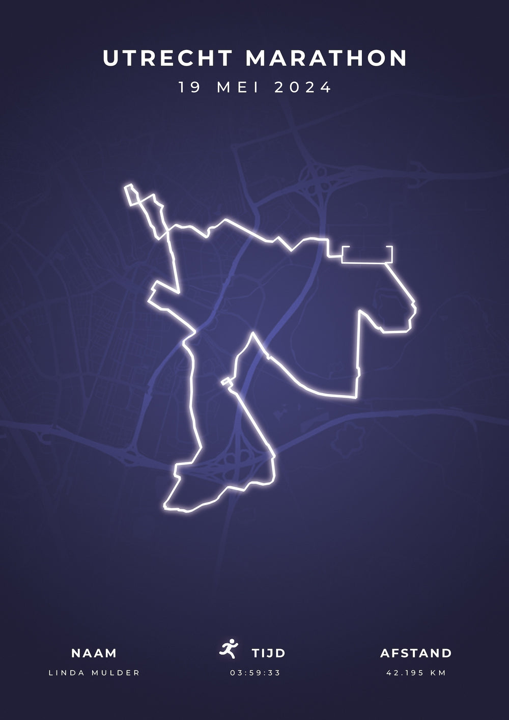 Gepersonaliseerde Poster I Utrecht Marathon 2025 I Modern Citymap