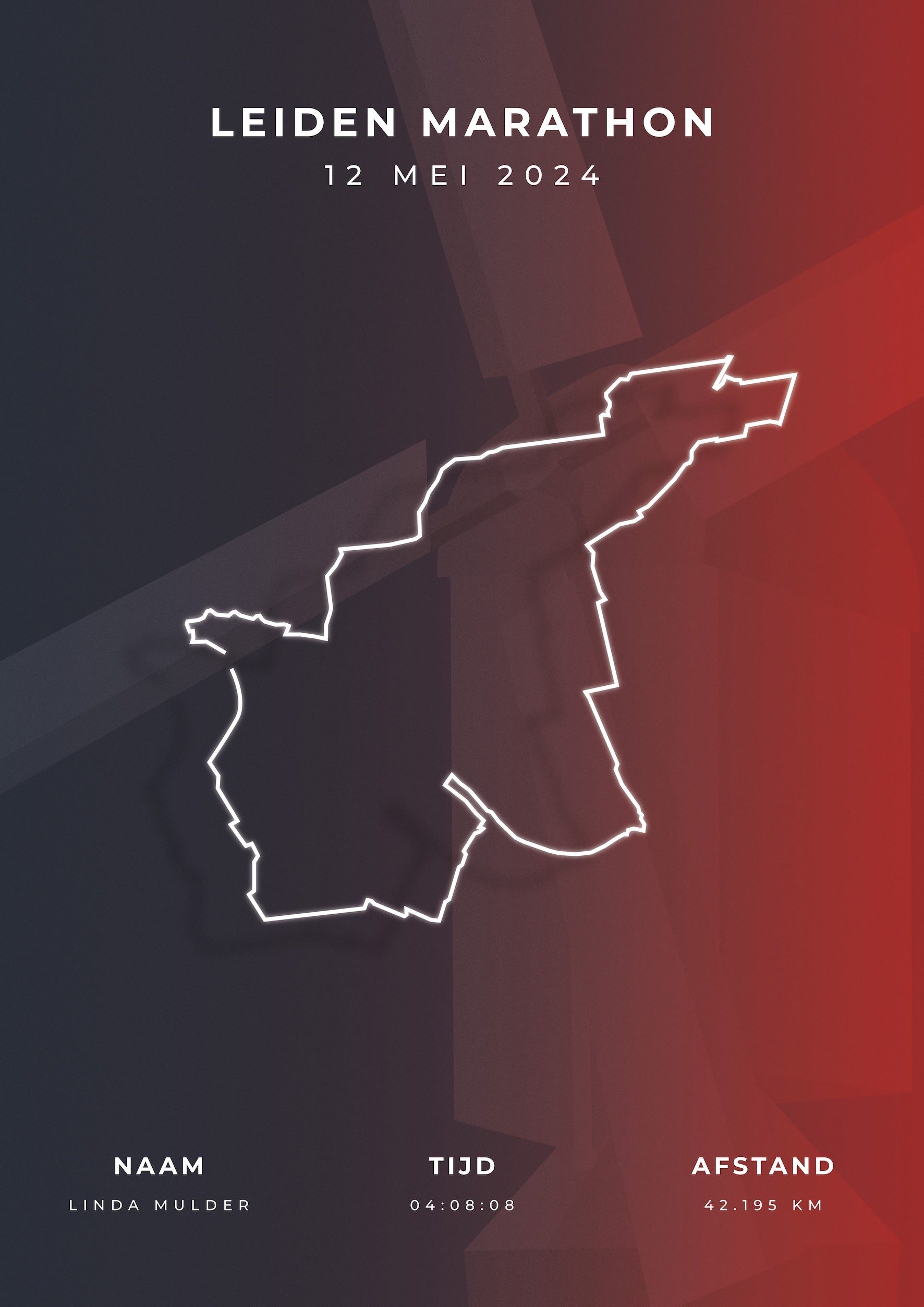 Gepersonaliseerde Poster I Leiden Marathon 2025 I Stylish Landmark